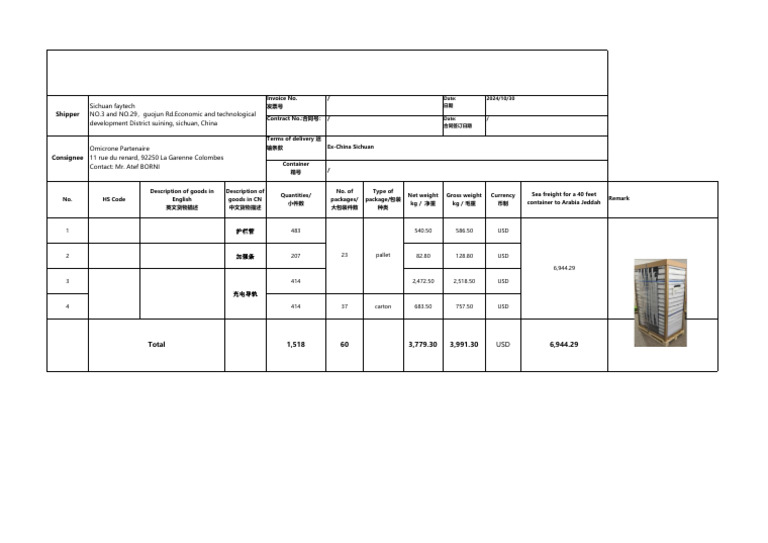 Freight & Packing Details For Charging Rail Kits | PDF | Cargo | Logistics