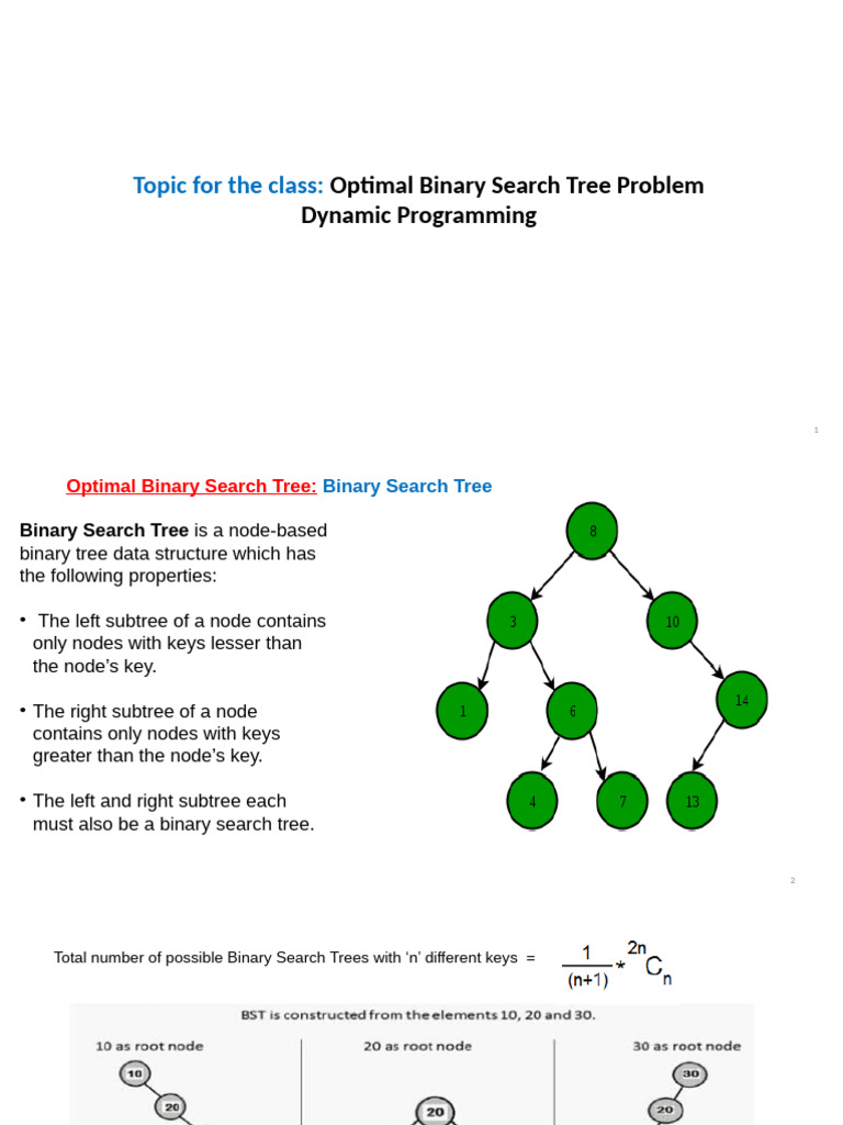 Optimal Binary Search Tree Explained | PDF