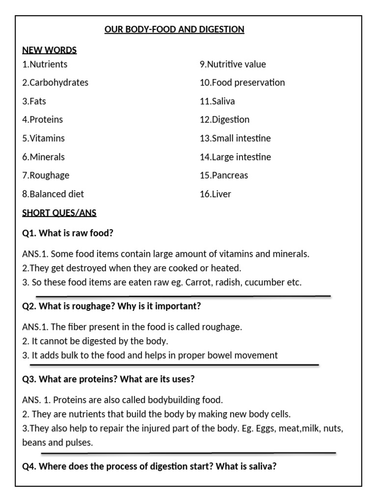Our Body-Food and Digestion (24-25) | PDF | Digestion | Foods