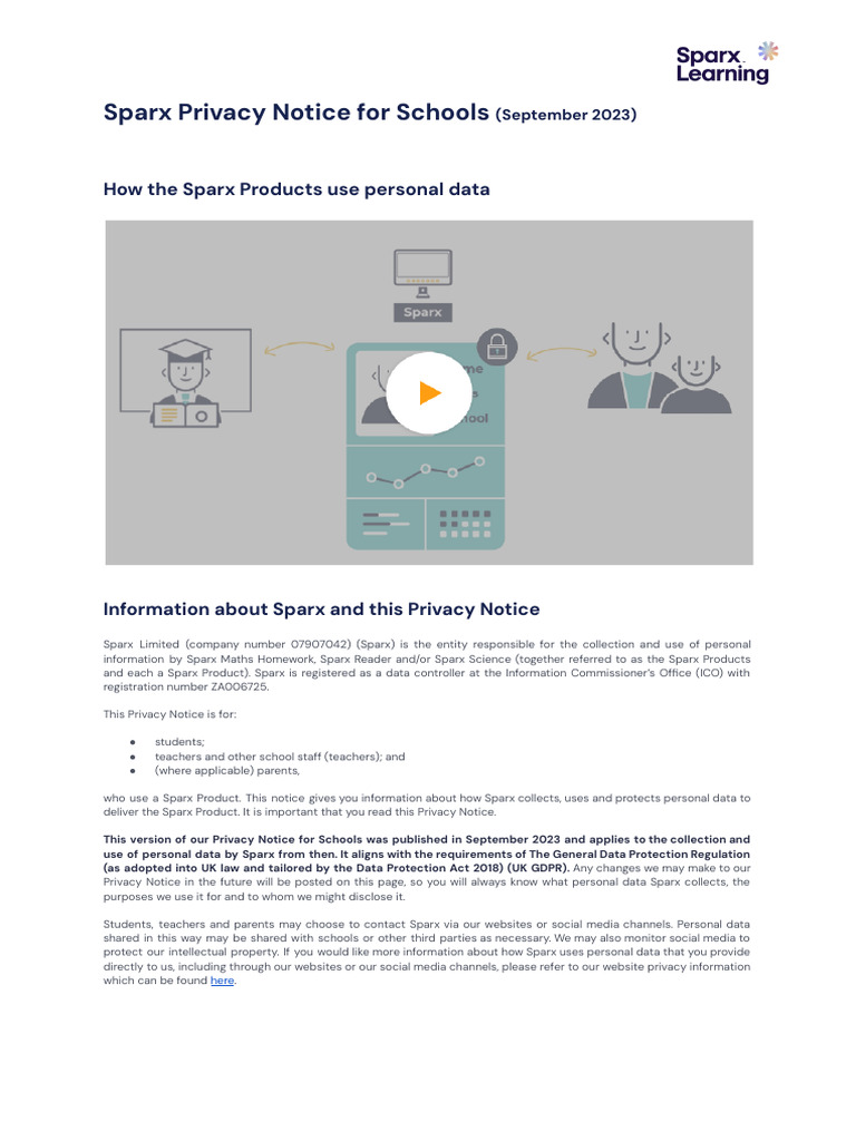 Sparx Learning - Privacy Policy For Schools | PDF | Http Cookie | Privacy