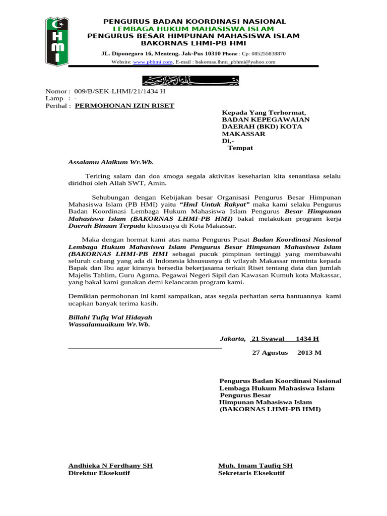 Permohonan IZIN Riset | PDF | Ilmu Sosial