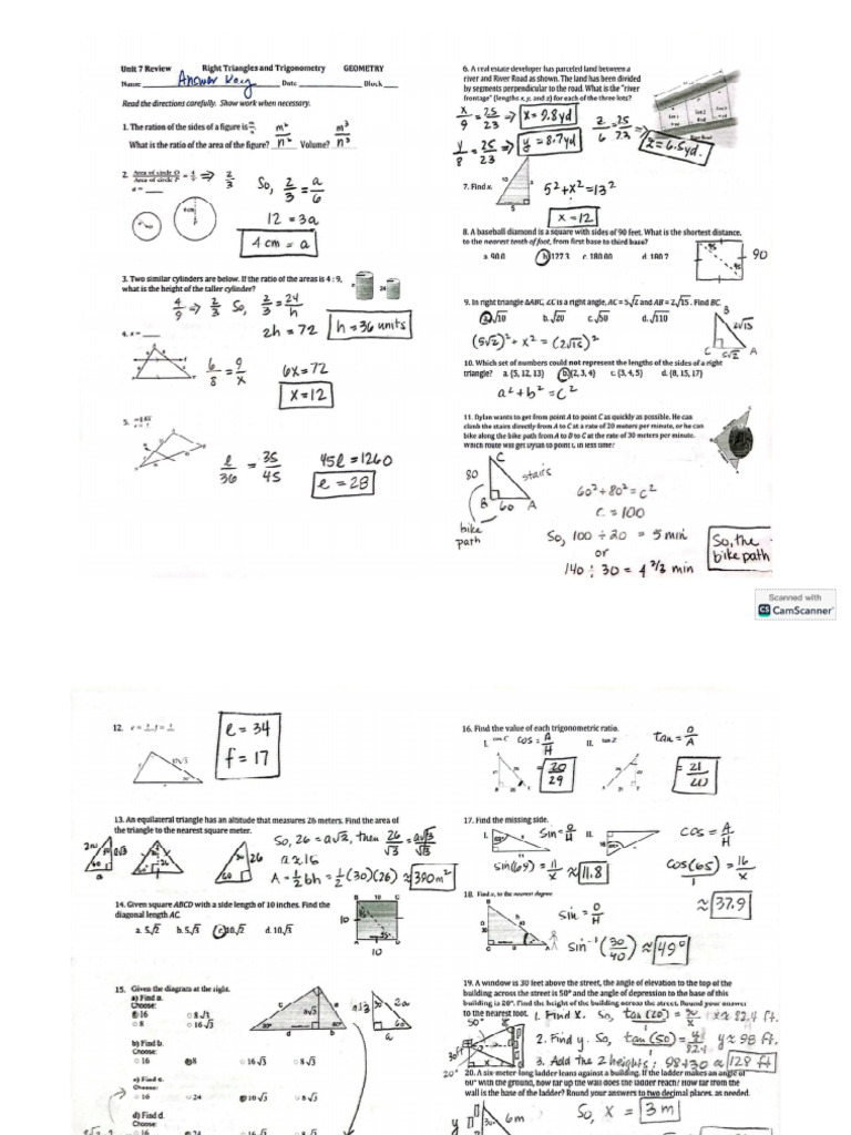 Unit 7 Review Answer Key | PDF