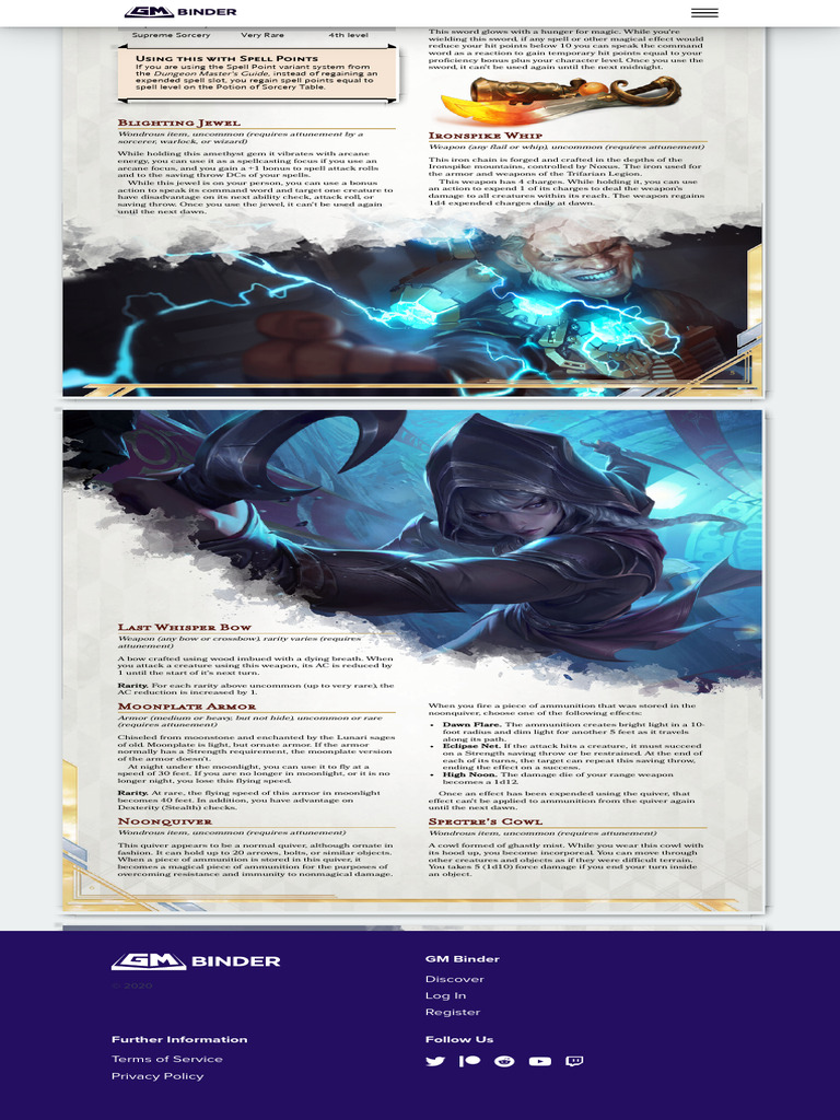 Runes & Ruin Magic Items of Runeterra GM Binder | PDF