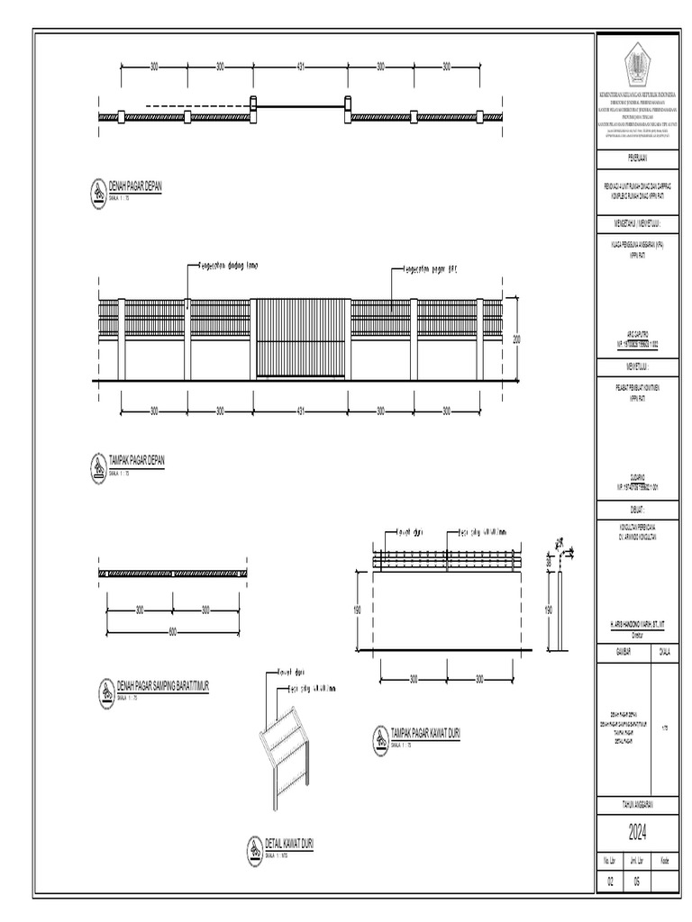 Denah Pagar Depan: Skala 1: 75 | PDF