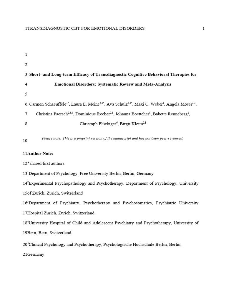 MA TD-CBT Manuscript - Preprint | PDF | Cognitive Behavioral Therapy ...