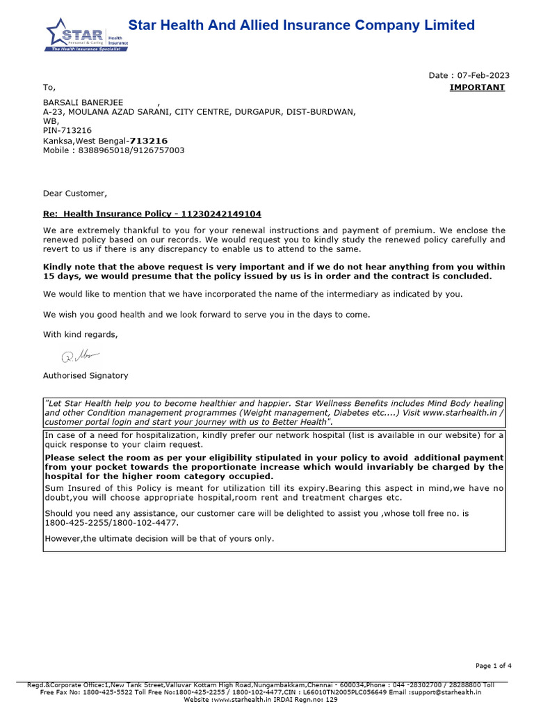 Star Health and Allied Insurance Company Limited: R Margabandhu | PDF ...
