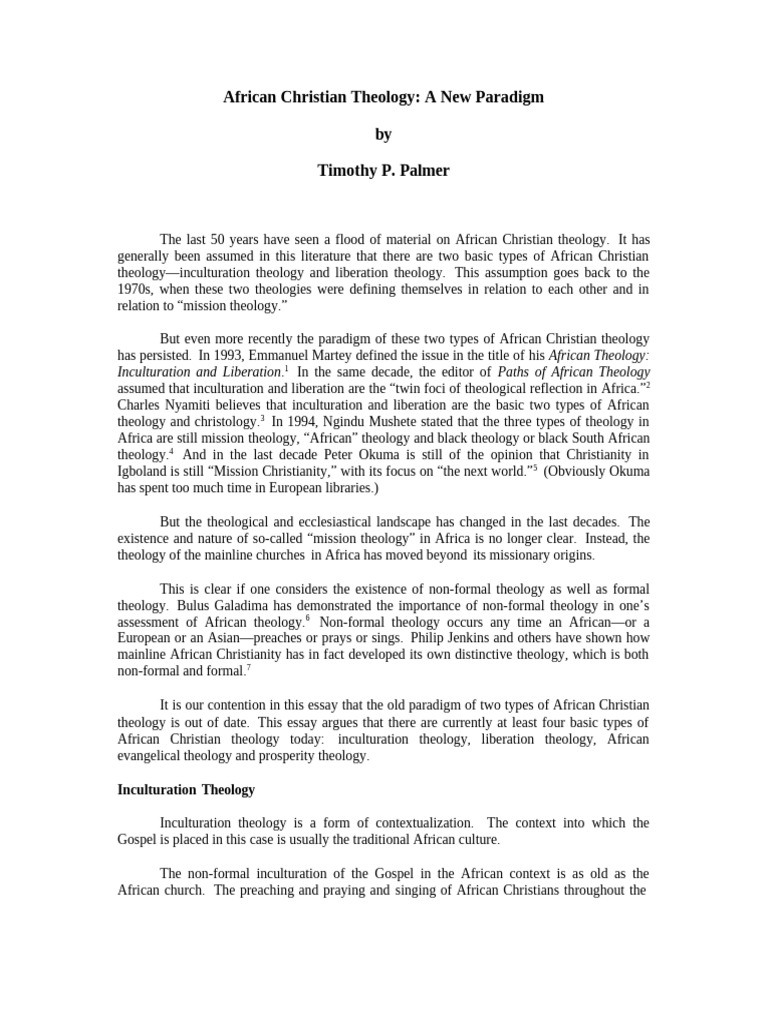 Four Types of African Christian Theology | PDF | Evangelicalism ...