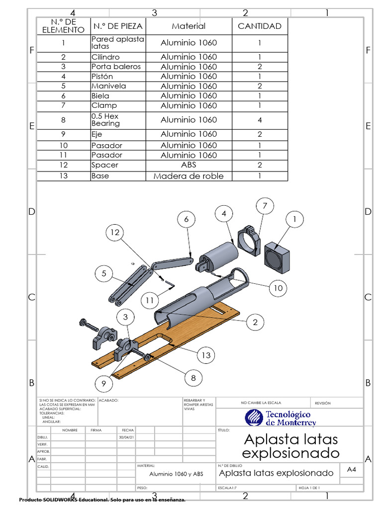 Aplasta Latas Explosionado | PDF | Partes de vehículo | Ingeniería mecánica