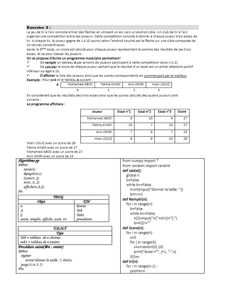 Correction Exercice 3 Série Tri 3si | PDF