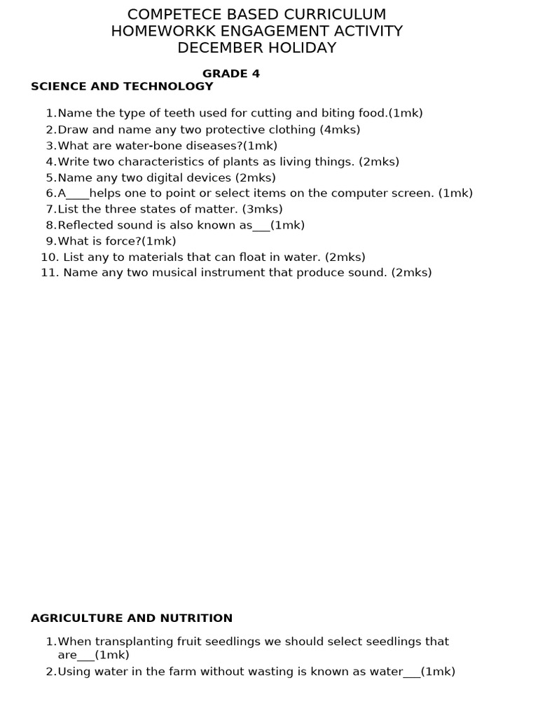 Grade 4 Science & Nutrition Activities | PDF | Foods | Agriculture