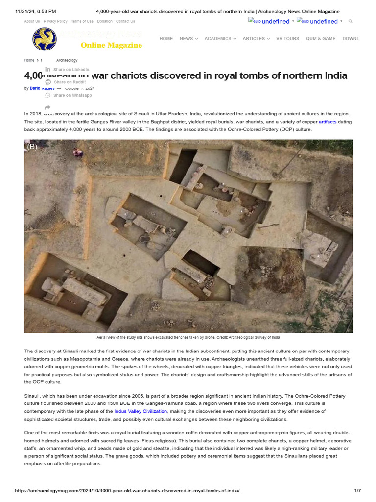 4,000-Year-Old War Chariots Discovered in Royal Tombs of Northern India ...