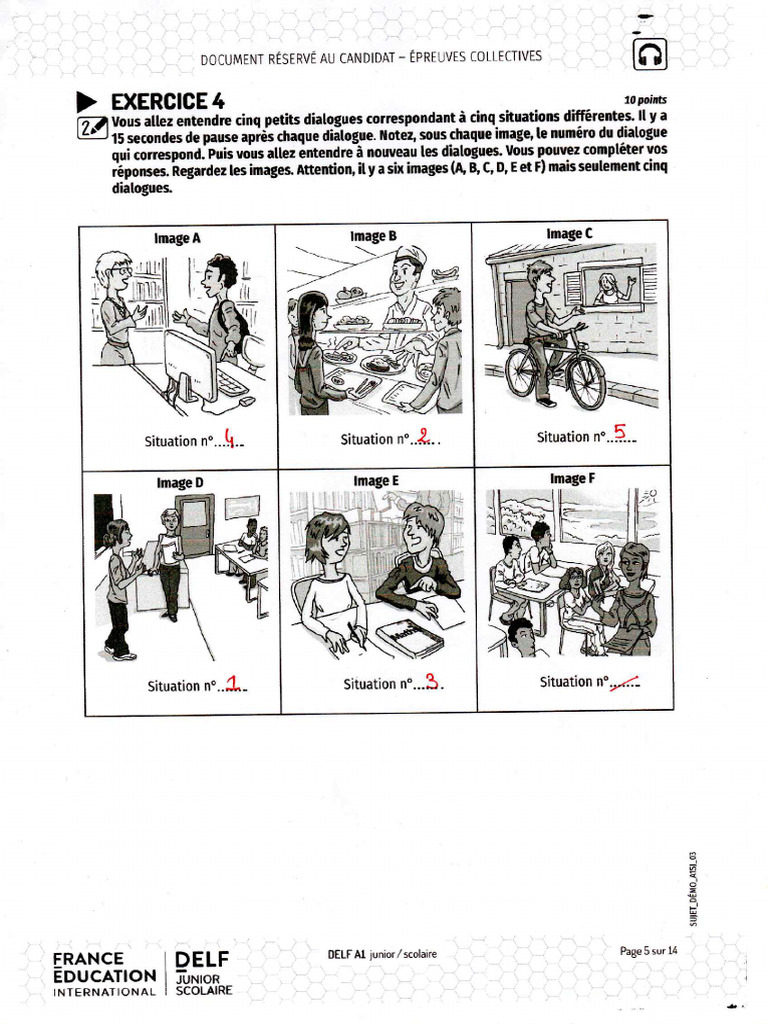 Audio Exercice 4 DELF Junior A1 | PDF