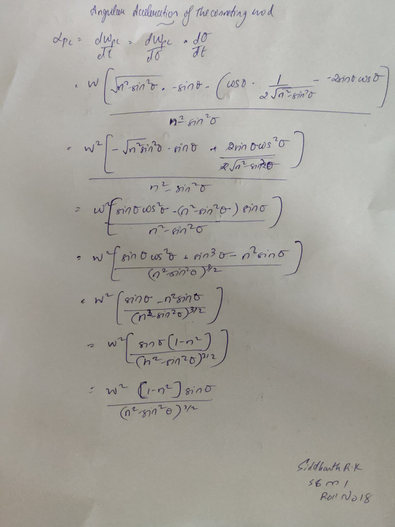 Siddharth RK Roll No 18 S6M1 DOM Assignment Angular Acc of Connec Rod | PDF