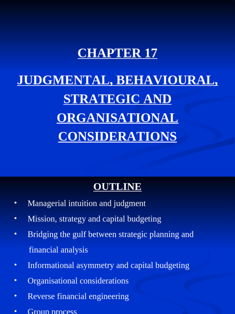 Chapter17 Judgmental Behavioural | PDF | Capital Budgeting | Superstitions