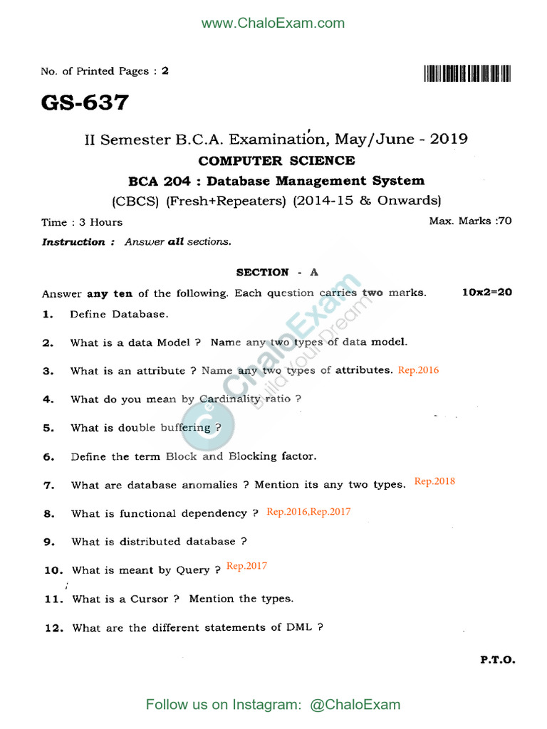 Question Paper 2019 | PDF