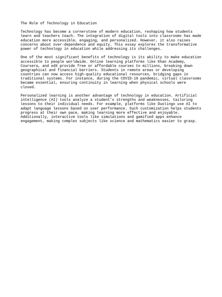 The Role of Technology in Education | PDF