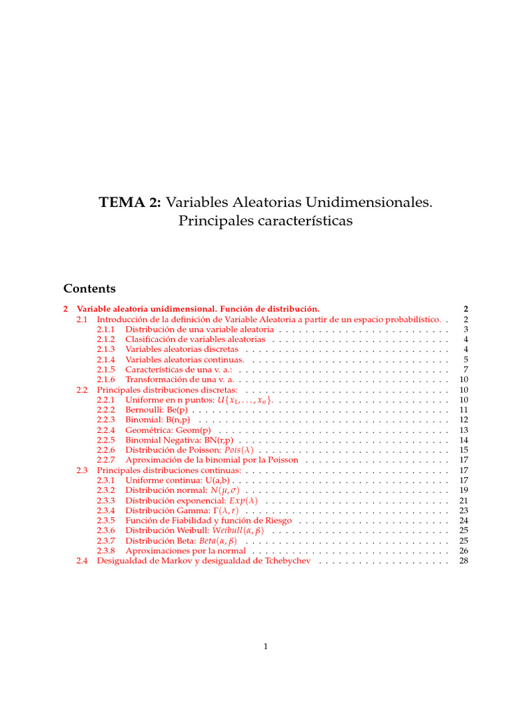 Tema 2. Variables Aleatorias | PDF | Variable aleatoria | Cuantil