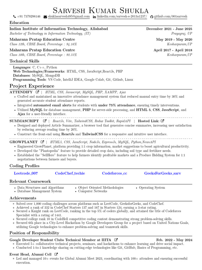 Sarvesh_Shukla_S | PDF | My Sql | Php