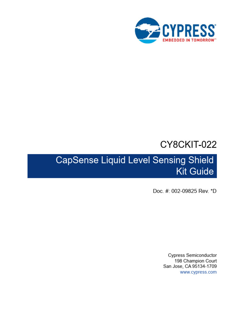Infineon-Cy8ckit-022 Capsense Liquid Level Sensing Shield Kit Guide ...