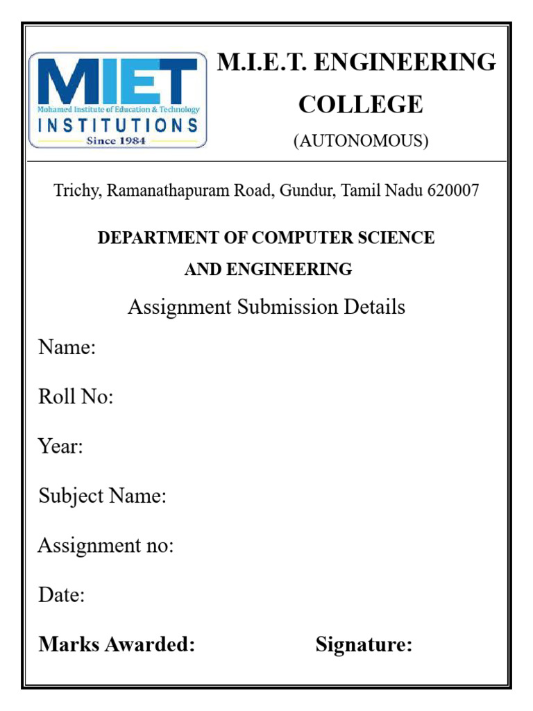 Assign Front Page | PDF