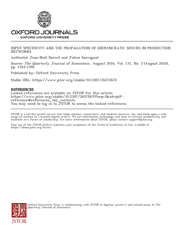 Barrot INPUTSPECIFICITYPROPAGATION 2016 | PDF | Fixed Effects Model ...