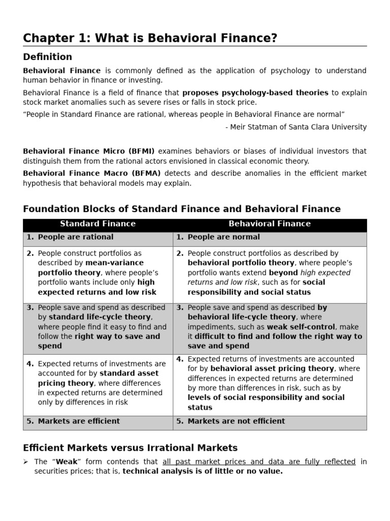Understanding Behavioral Finance Basics | PDF | Behavioral Economics ...
