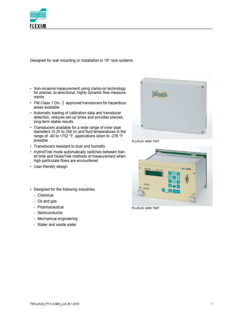 Permanently Installed Liquid Ultrasonic Flowmeter: Technical ...