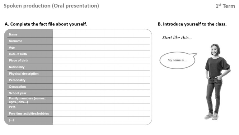 Spoken Production (Oral Presentation) - 1st Term - 7th | PDF