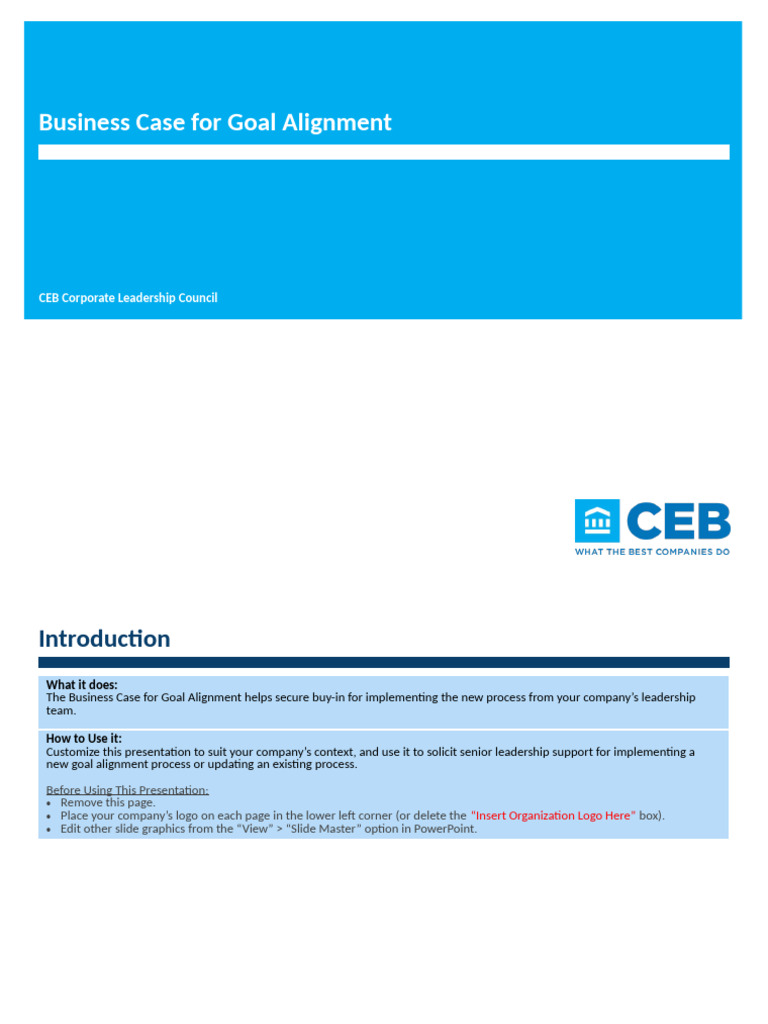 Business Case for Goal Alignment Guide | PDF | Goal | Goal Setting