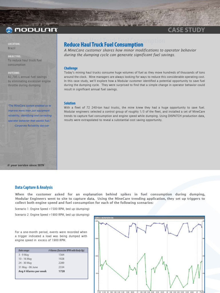 Modular Case Study Mine Care and Dispatch Fuel Savings | PDF | Fuel ...