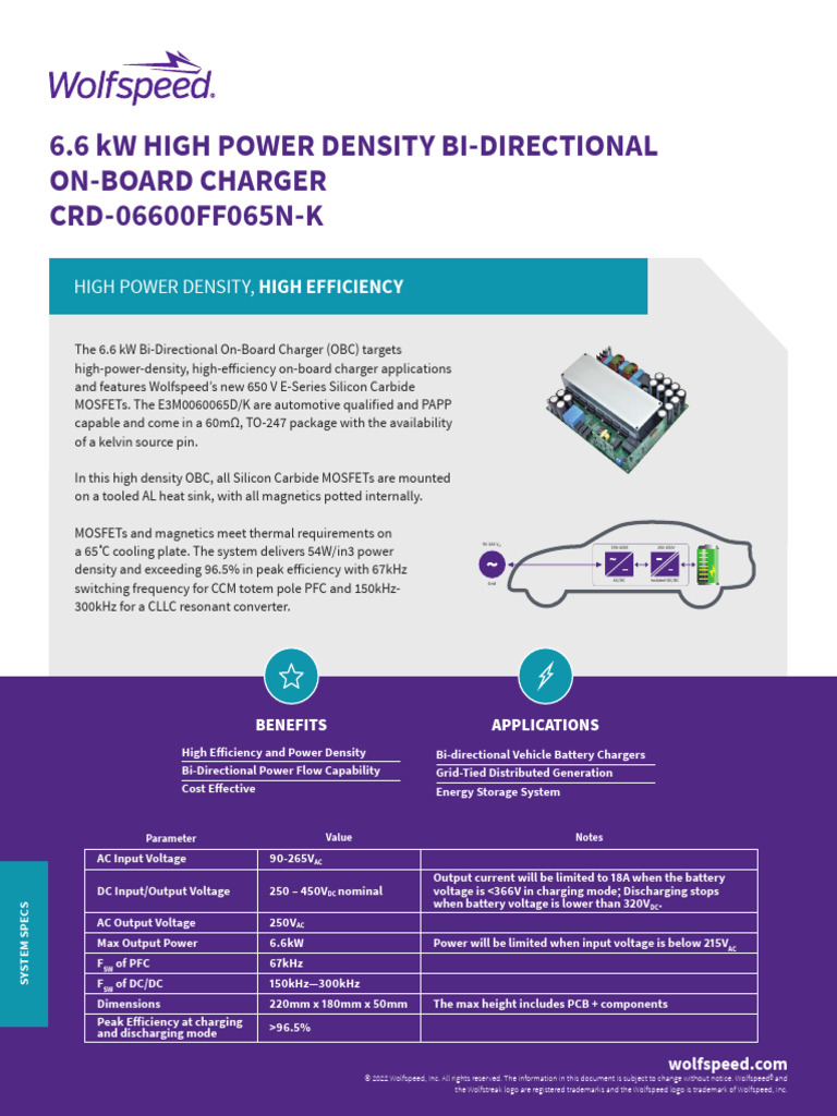WS - 6.6 KW HIGH POWER DENSITY BI-DIRECTIONAL OBC | PDF | Battery ...