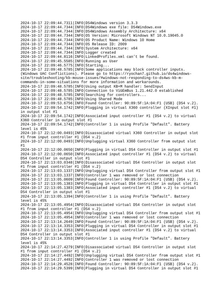Ds4windows Log 20241017.1 | PDF | Microsoft Windows | Ibm Pc Compatibles