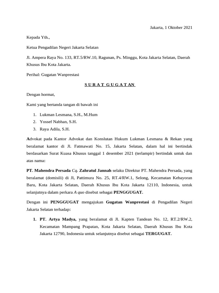 Contoh Gugatan | PDF