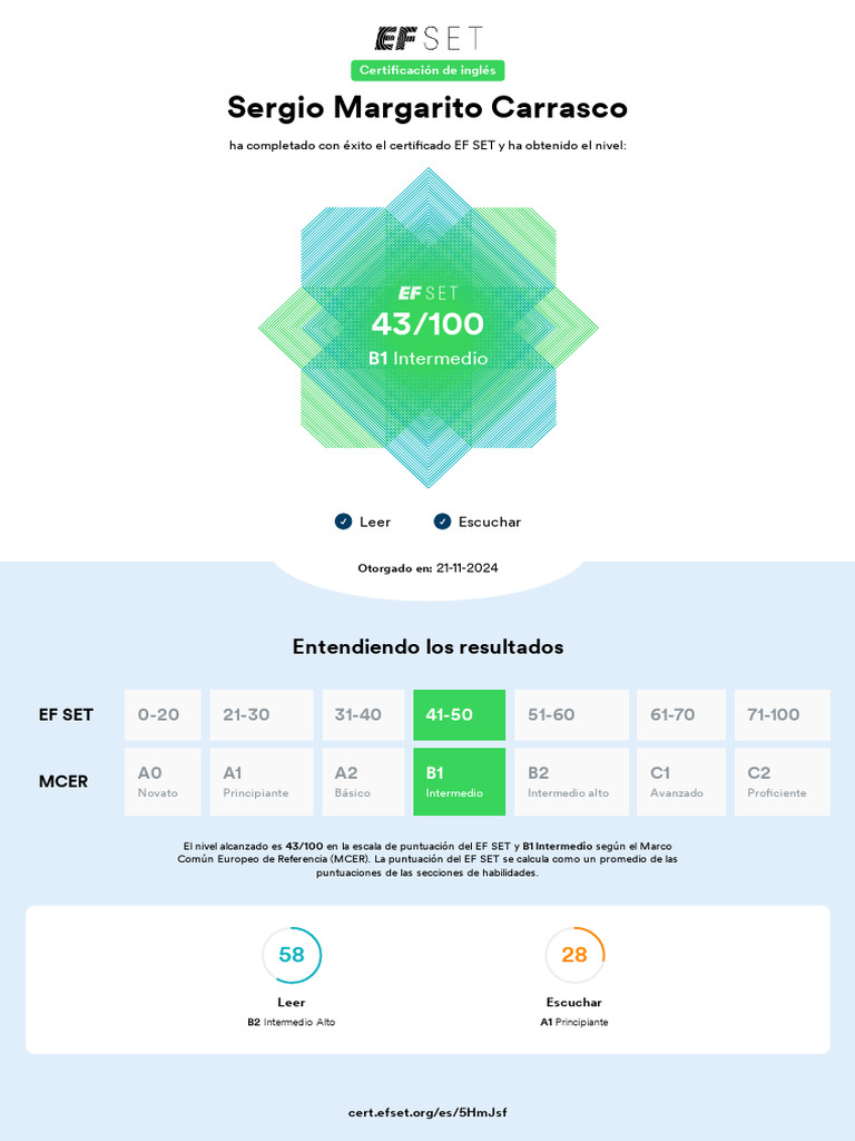 EF SET Certificate | PDF
