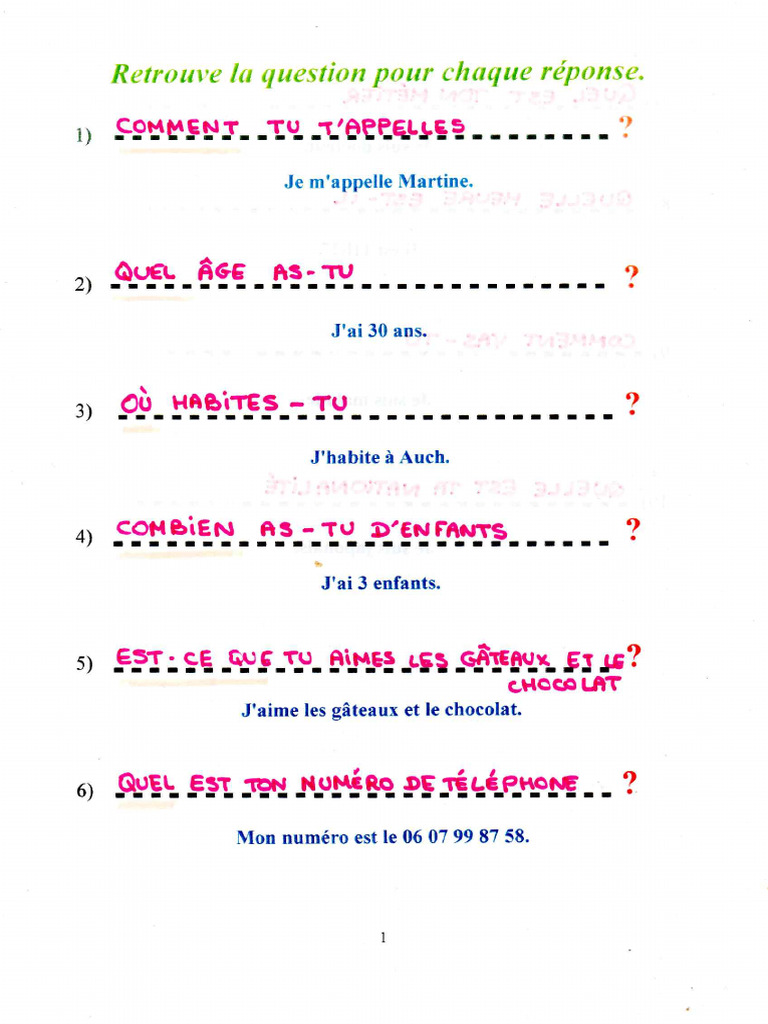 Exercice - Poser Des Questions | PDF