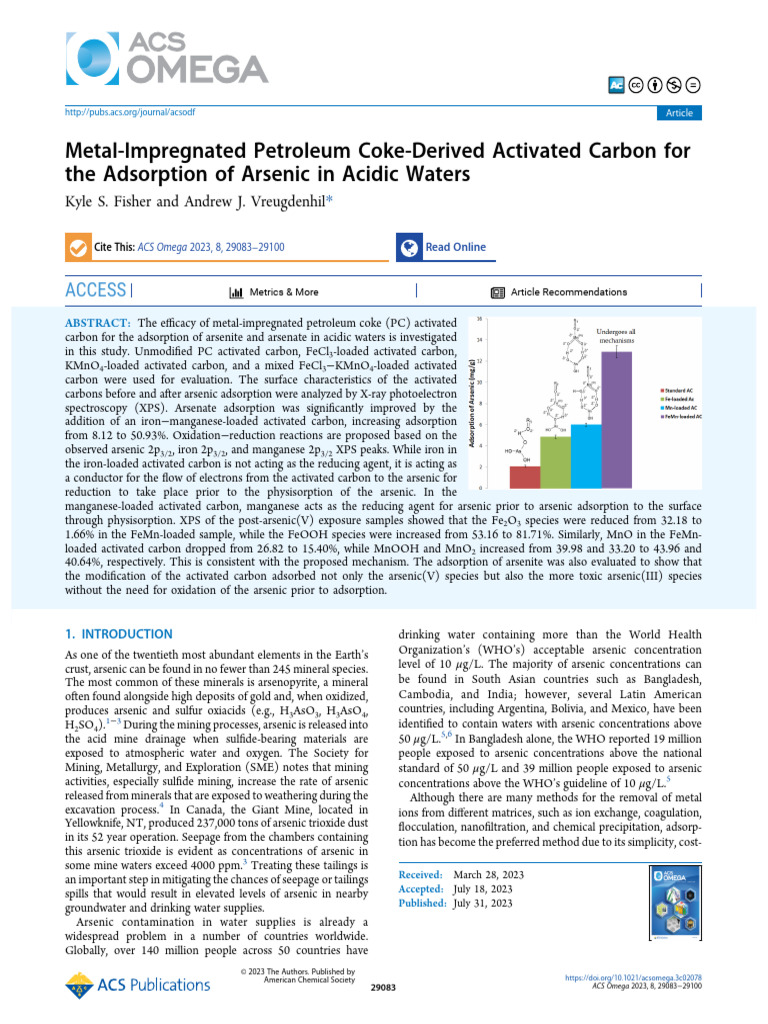 Petroleum Coke by Arsenic Acidic Water (AC) | PDF | Arsenic | Adsorption