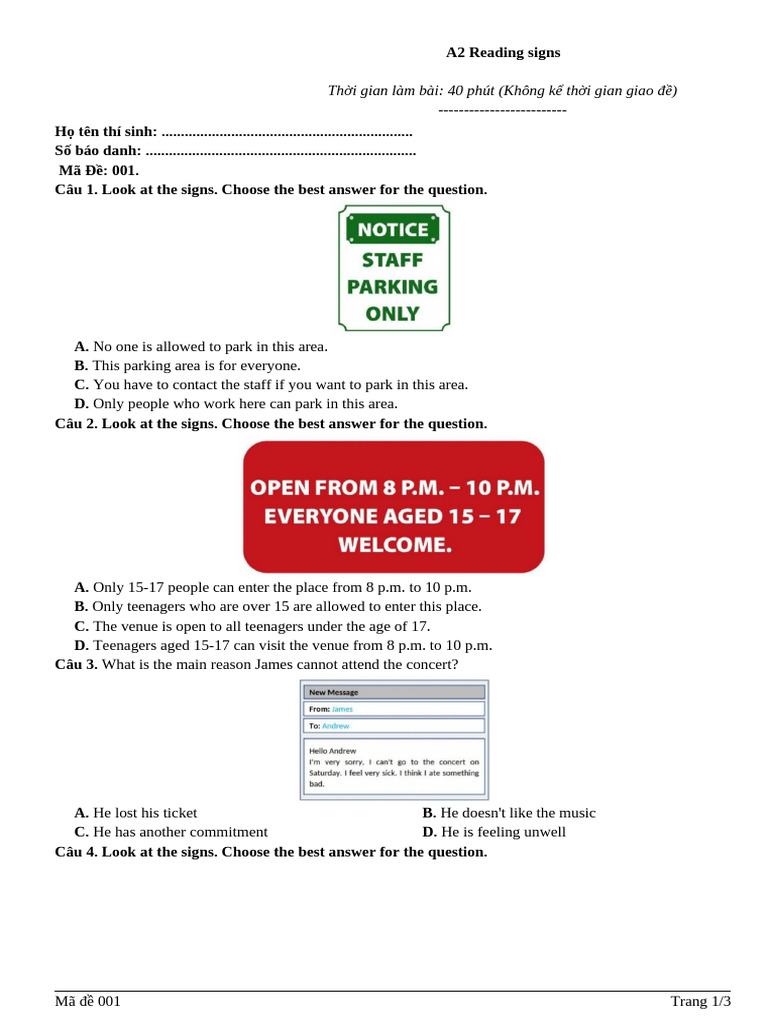 001 A2 Reading Signs | PDF