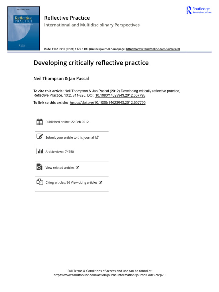 Developing Critically Reflective Practice | PDF | Reflective Practice ...
