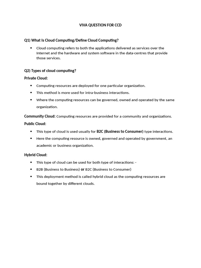 Viva Question For CCD | PDF | Cloud Computing | Software As A Service