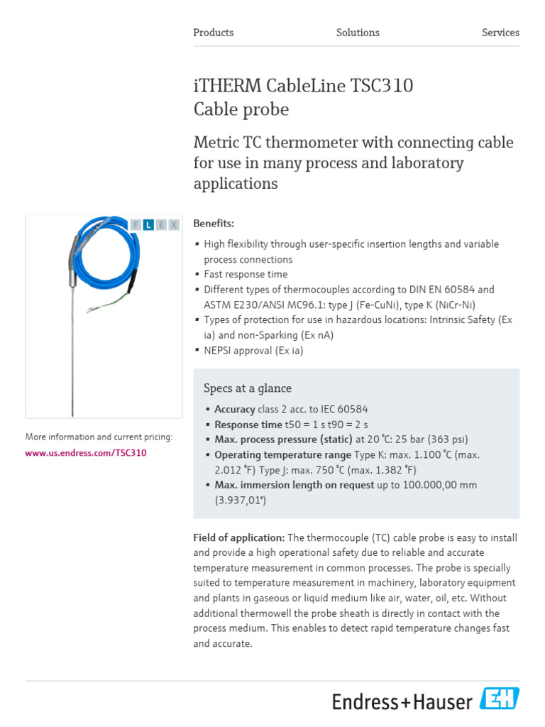 TSC310 Thermocouple Overview | PDF | Thermocouple | Applied And ...