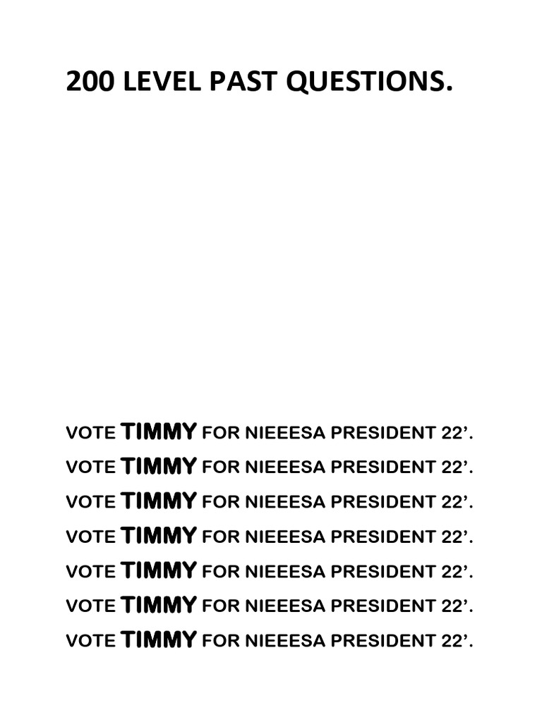 200 Level Past Questions. | PDF