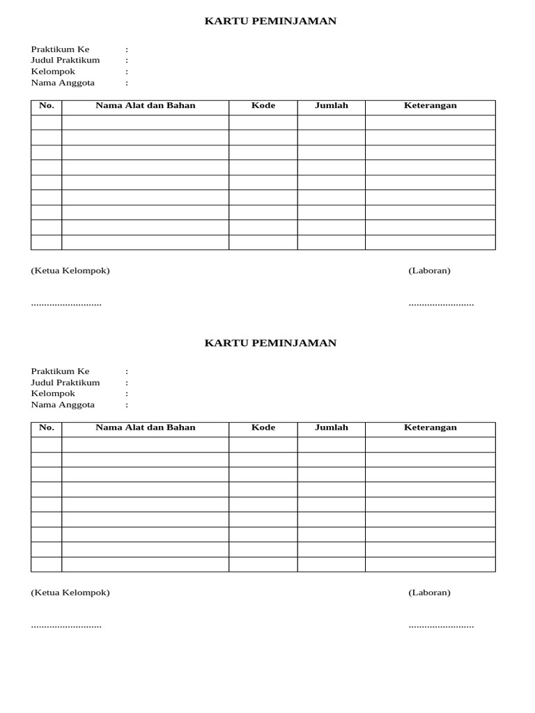 Kartu Peminjaman | PDF