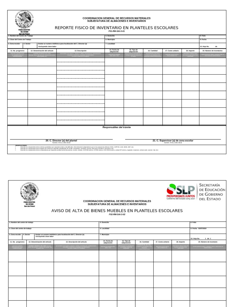 Formatos Inventarios en Planteles Lleno | PDF | Electrónica | Bienes ...