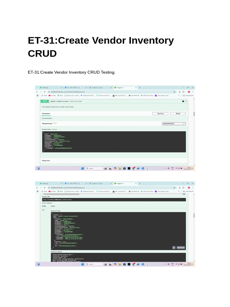 ET-31 - Create Vendor Inventory CRUD | PDF
