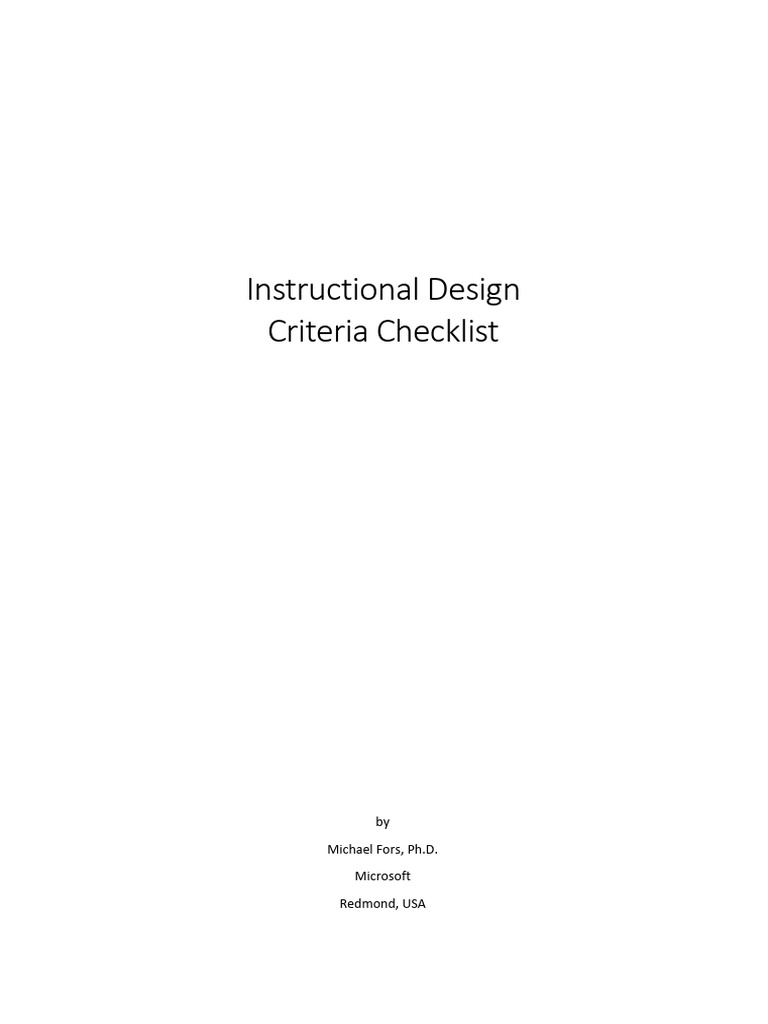Criteria-Checklist Instructional Design | PDF | Instructional Design ...