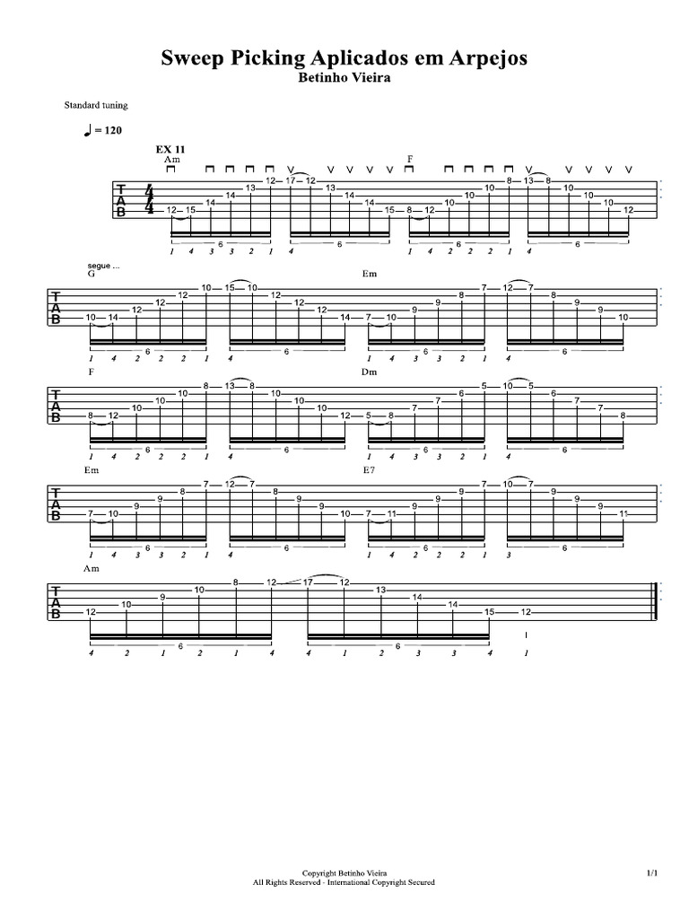 Sweep Picking Aplicados em Arpejos - Ex 11 | PDF
