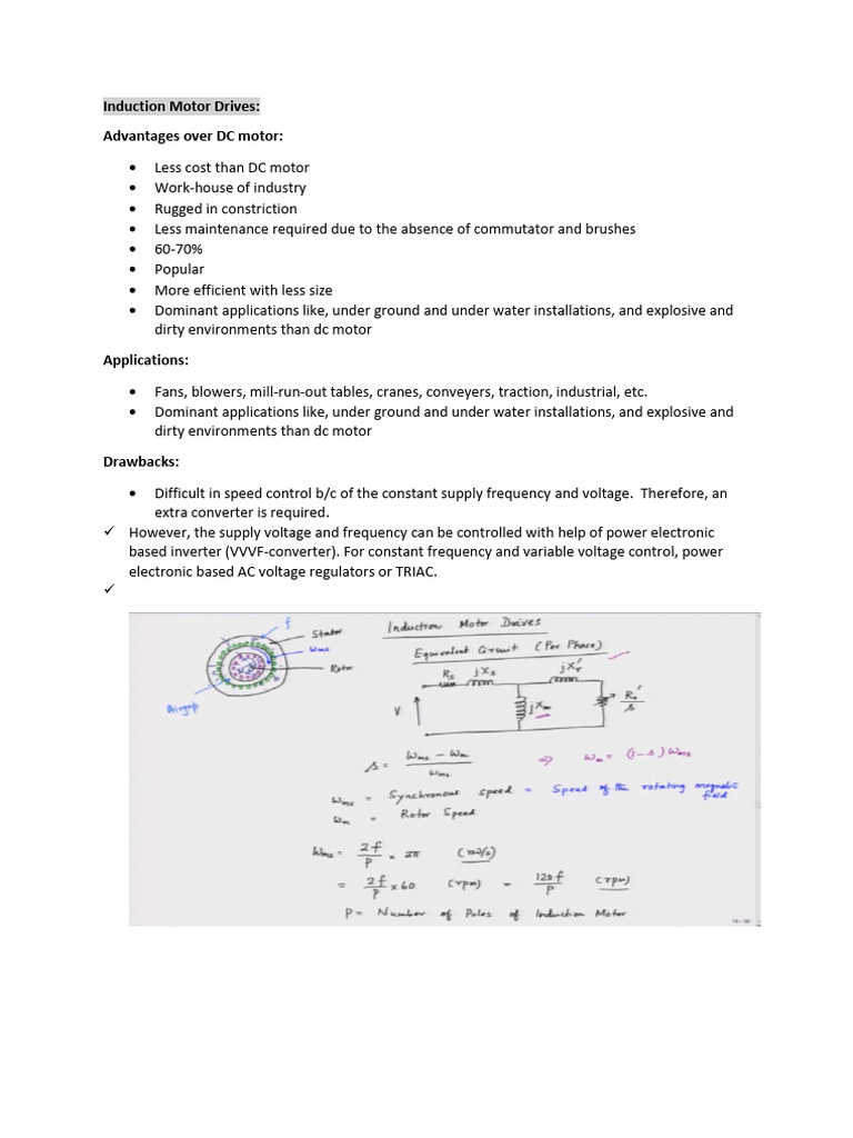 Induction Drives Notes | PDF | Electric Motor | Direct Current
