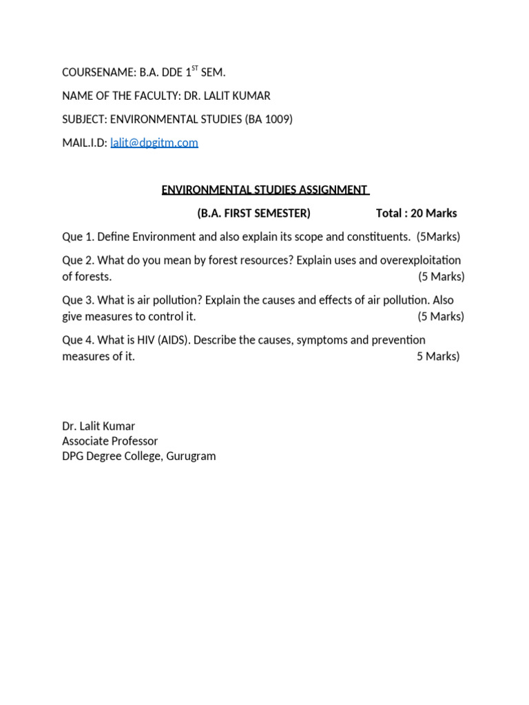 EVS Assignment | PDF