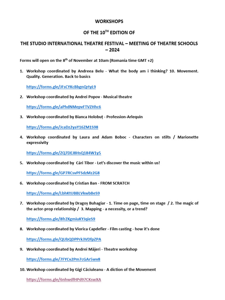 WORKSHOPS | PDF | Theatre | Oral Literature