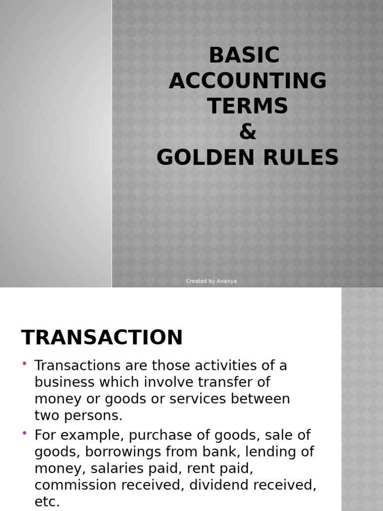Basic Accounting Terms | PDF | Debits And Credits | Corporations